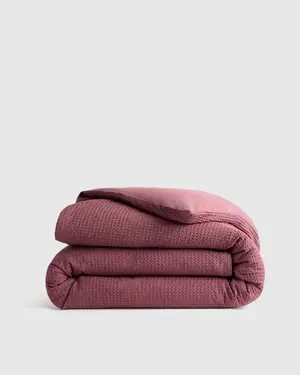 Quince Luxe Waffle Duvet Cover - Plum
