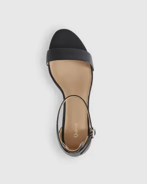 Quince Italian Leather 65mm Block Heel With Ankle Strap - Black