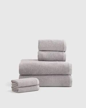 Quince Turkish Ribbed Quick Dry Bath Towel Bundle - Grey