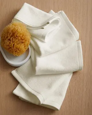 Quince Turkish Ribbed Quick Dry Bath Towel Bundle - Ivory