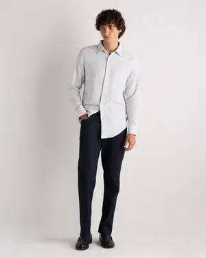 Quince Stretch Selvage Shirt - Mini Blue Stripe