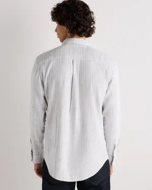 Quince Stretch Selvage Shirt - Mini Blue Stripe