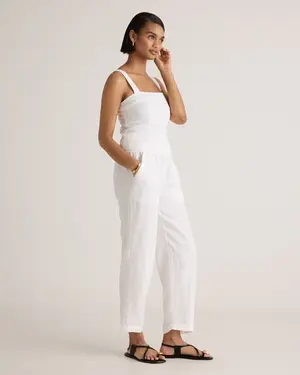 Quince 100% European Linen Fitted Tank Top - White