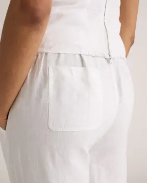 Quince 100% European Linen Fitted Tank Top - White