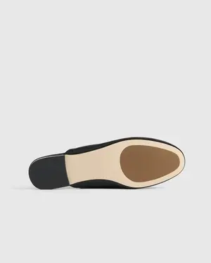 Quince Italian Leather Horsebit Loafer Mule - Black