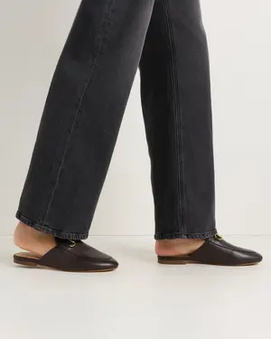 Quince Italian Leather Horsebit Loafer Mule - Coffee Bean