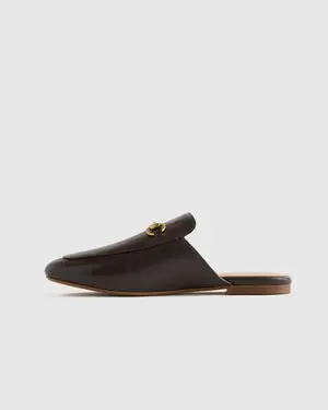 Quince Italian Leather Horsebit Loafer Mule - Coffee Bean