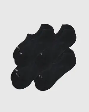 Quince Everyday Lightweight No-show Socks 4-pack - Black