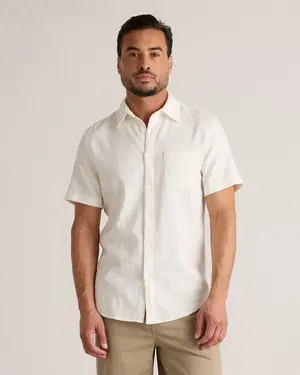 Quince Stretch Selvage Short Sleeve Shirt - White