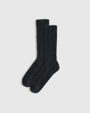 Quince Cashmere Trouser Socks - Charcoal