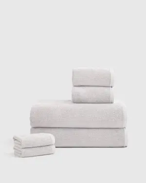 Quince Turkish Ribbed Quick Dry Bath Sheet Bundle - Silver