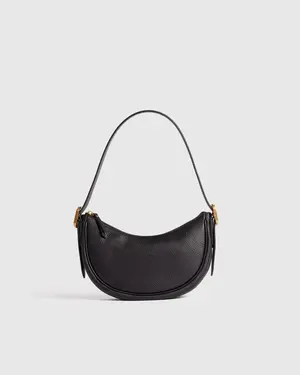 Quince Italian Leather Mini Crescent Shoulder Bag - Black