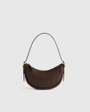 Quince Italian Leather Mini Crescent Shoulder Bag - Espresso Brown