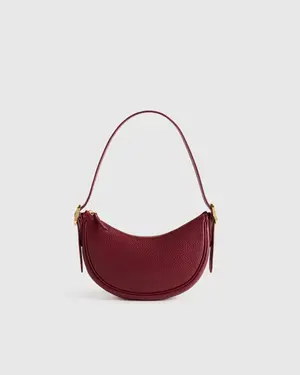 Quince Italian Leather Mini Crescent Shoulder Bag - Garnet Red