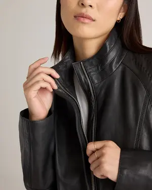 Quince Stand-collar Leather Jacket - Black