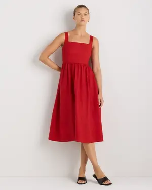 Quince 100% European Linen Fit & Flare Midi Dress - Chile
