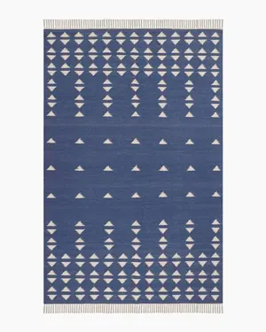 Quince Shay Wool Kilim Rug - Blue