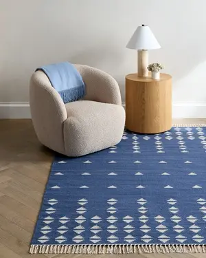 Quince Shay Wool Kilim Rug - Blue