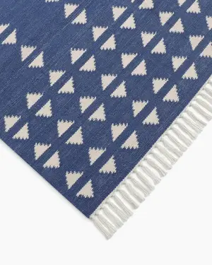Quince Shay Wool Kilim Rug - Blue