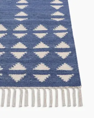 Quince Shay Wool Kilim Rug - Blue