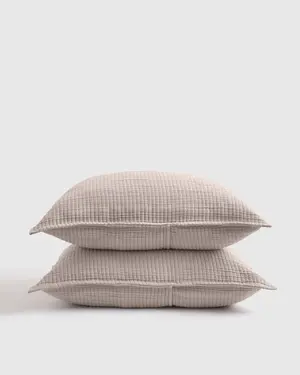 Quince Organic Ribbed Cotton Shams - Sand