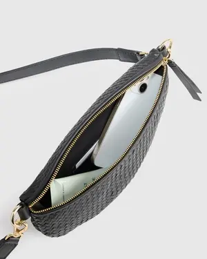 Quince Sloane Handwoven Sling Bag - Black