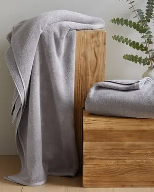 Quince Turkish Ribbed Quick Dry Bath Sheet - Grey