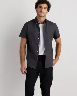 Quince Short Sleeve Oxford Shirt - Dark Coal