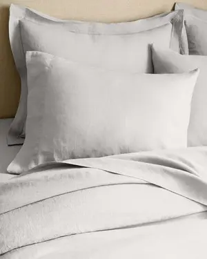 Quince European Linen Double Flange Deluxe Bedding Bundle - Light Grey