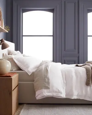 Quince European Linen Double Flange Deluxe Bedding Bundle - White