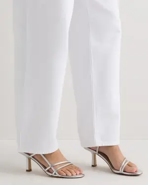 Quince Italian Leather 70mm Strappy Heel - Metallic Silver