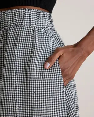 Quince 100% European Linen Maxi Skirt - Classic Mini Gingham
