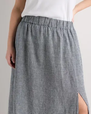 Quince 100% European Linen Maxi Skirt With Gingham Checks - Classic Mini Gingham