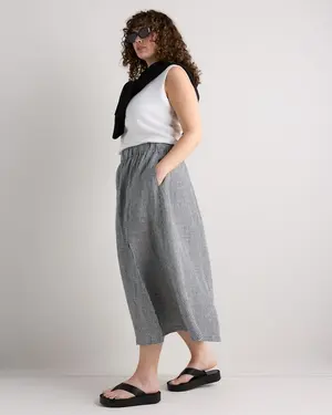 Quince 100% European Linen Maxi Skirt With Gingham Checks - Classic Mini Gingham