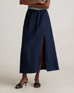 Quince 100% European Linen Maxi Skirt - Deep Navy