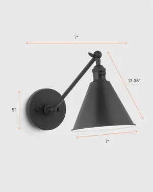 Quince Articulating Single Arm Steel Wall Sconce - Black