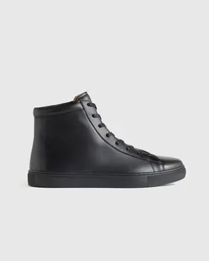 Quince Italian Leather High Top Sneakers - Black