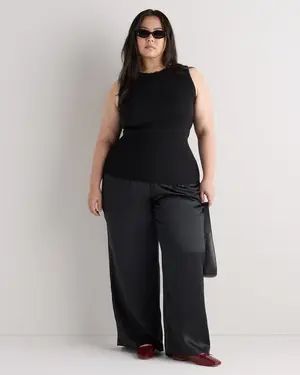 Quince Cotton Cashmere Ribbed Tank Top - Black
