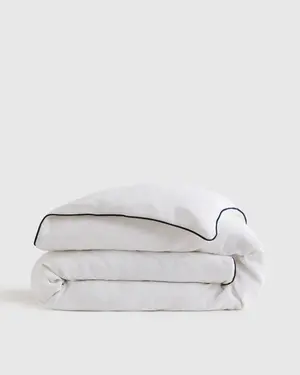 Quince Basketweave Quilt White/navy