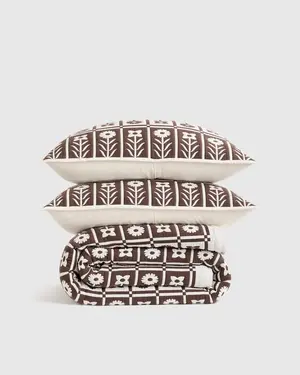 Quince Jacquard Floral Coverlet Set - Espresso