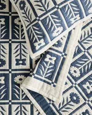 Quince Jacquard Floral Coverlet Set - Glacier Blue