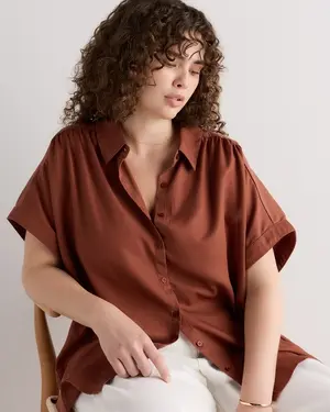 Quince Vintage Wash Camp Shirt - Terracotta