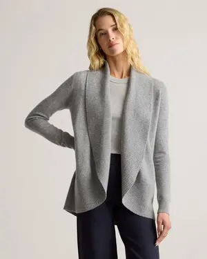 Quince Mongolian Cashmere Open Cardigan Sweater - Heather Grey