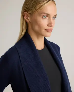 Quince Mongolian Cashmere Open Cardigan Sweater - True Navy