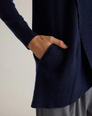 Quince Mongolian Cashmere Open Cardigan Sweater - True Navy