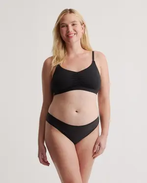 Quince Women's Micromodal Ruched Bralette Black