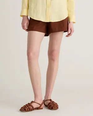 Quince Linen Shorts Chocolate