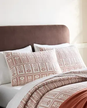 Quince Jacquard Floral Sham Set - Rose