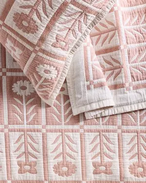 Quince Jacquard Floral Sham Set - Rose