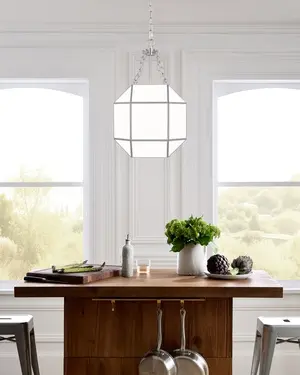 Quince Geometric Steel Lantern Light - Silver